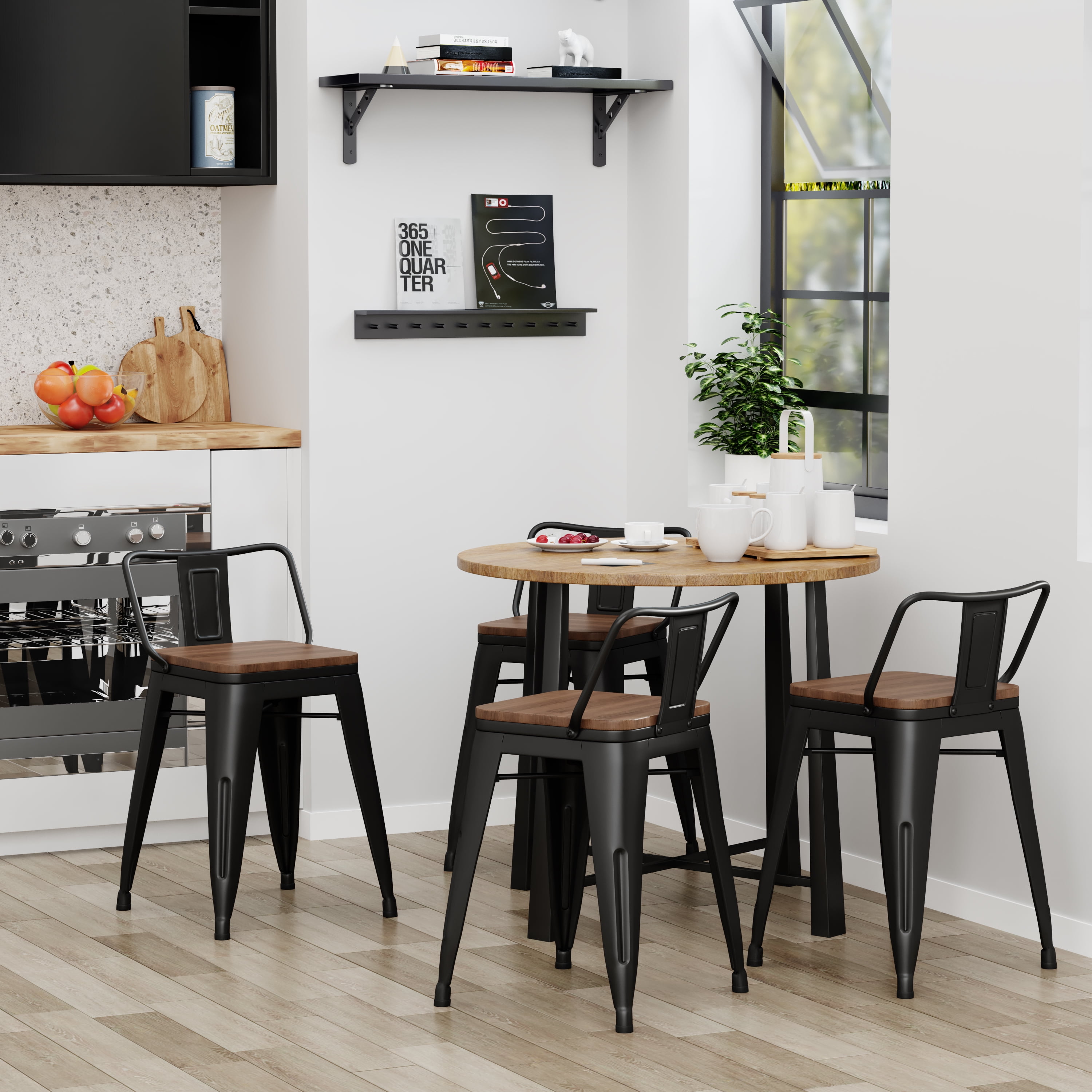 18 inch Stackable Bar Stools Set of 4, Metal Chairs for Classroom ...