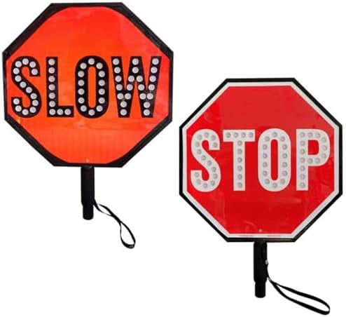 18 inch Stop Slow Paddle Sign, Double-Sided Stop and Slow Paddle, Hand ...