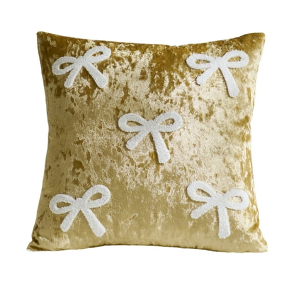18-inch Velvet Bow-Tie Cushion Cover Valentines Day Decor Square Throw ...