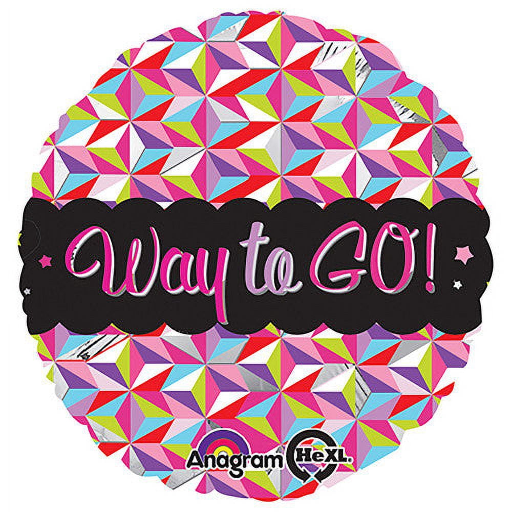 18 inch Way To Go Geo Foil Mylar Balloon - Party Supplies Decorations ...