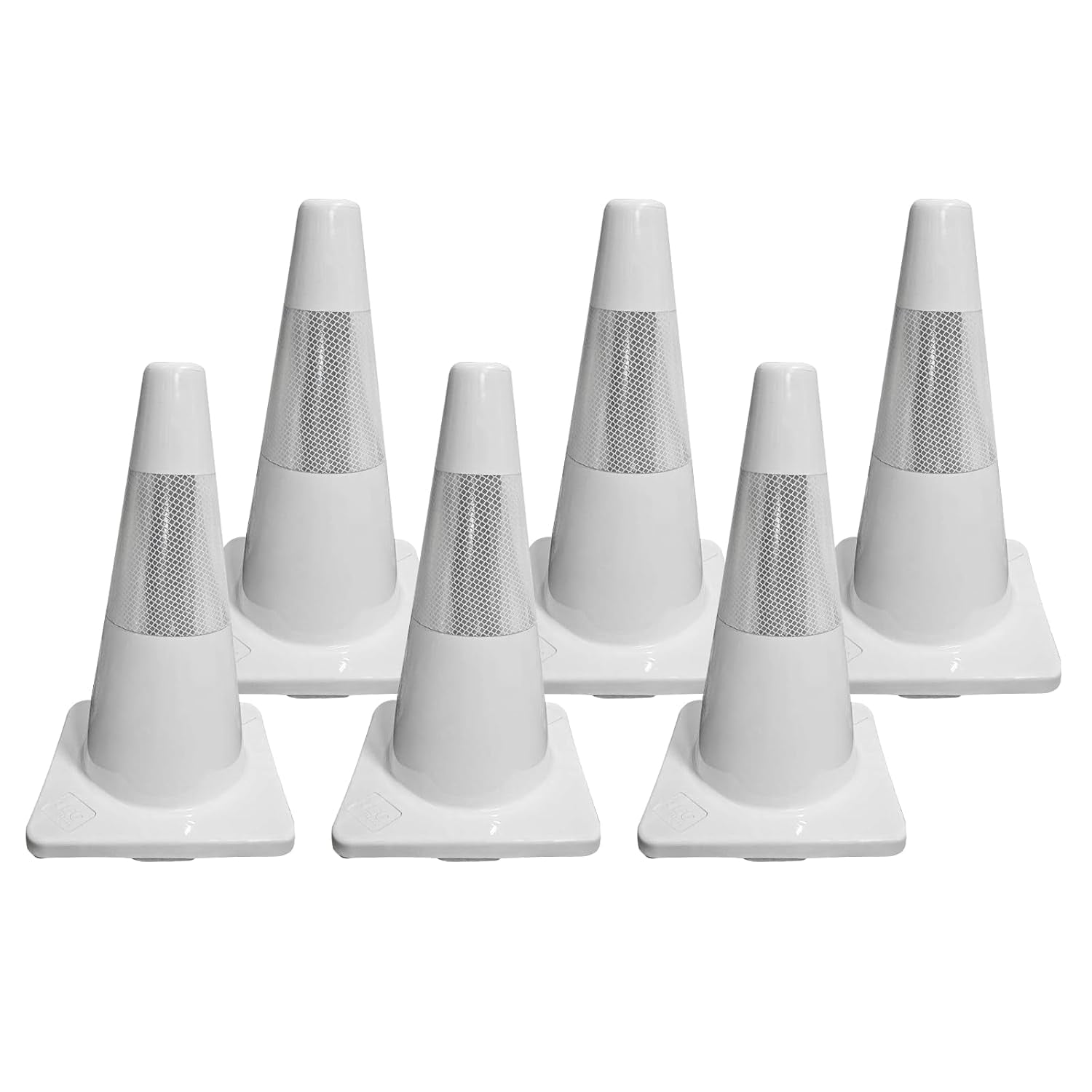 18 inch White Traffic Cones with 6 inch Reflective Collar for Sports ...