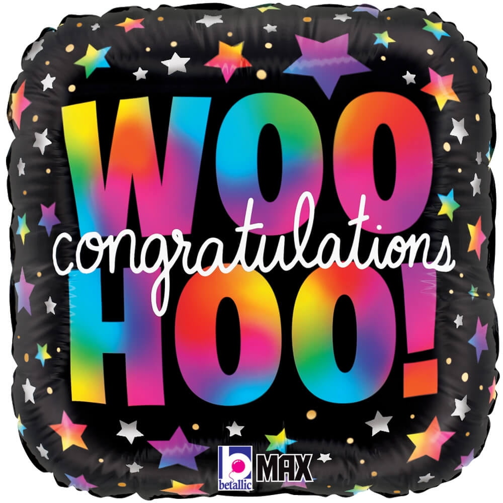 18 inch Woo Hoo! Congratulations Betallic Foil Mylar Balloon - Party Supplies Decorations ...