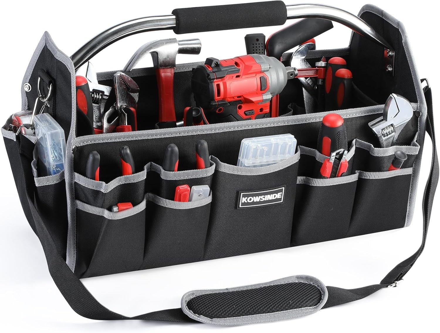 18-inch tool bag, electrician tool bag, open-top tool bag, 26 pockets ...