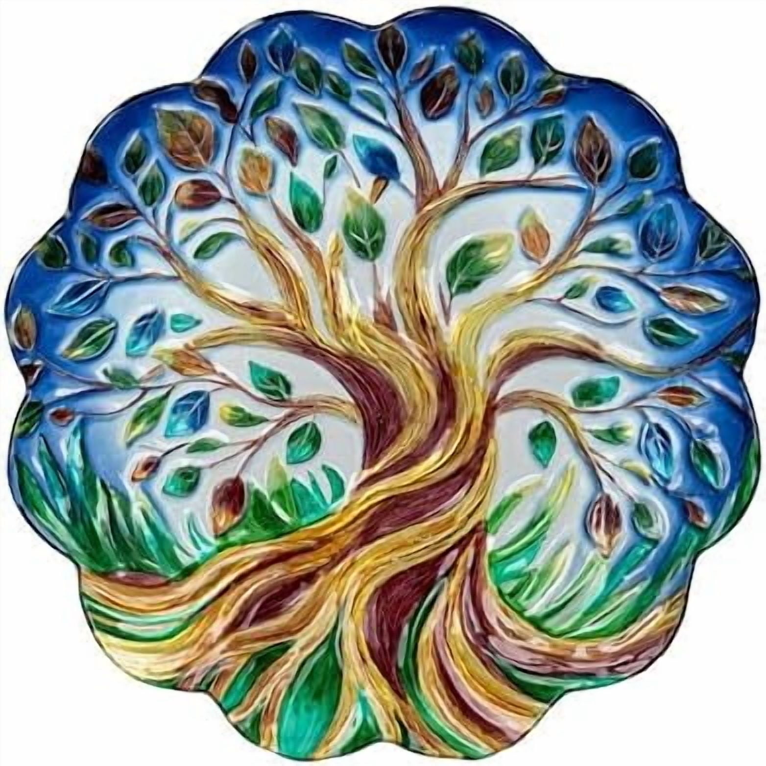 18 inches Glass Bird Bath Bowl, Glass Painted Birdbath or Wild Bird ...