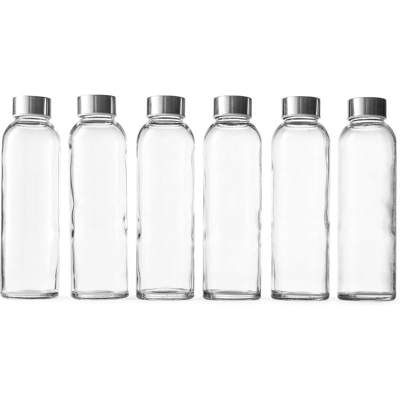 18 oz Clear Glass Bottles with Lids | Natural BPA Free Eco Friendly ...