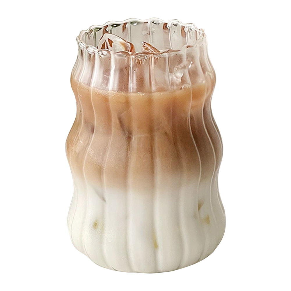18 oz Creative Glass Cups Cute Ripple Shaped Vintage Drinking Glasses ...