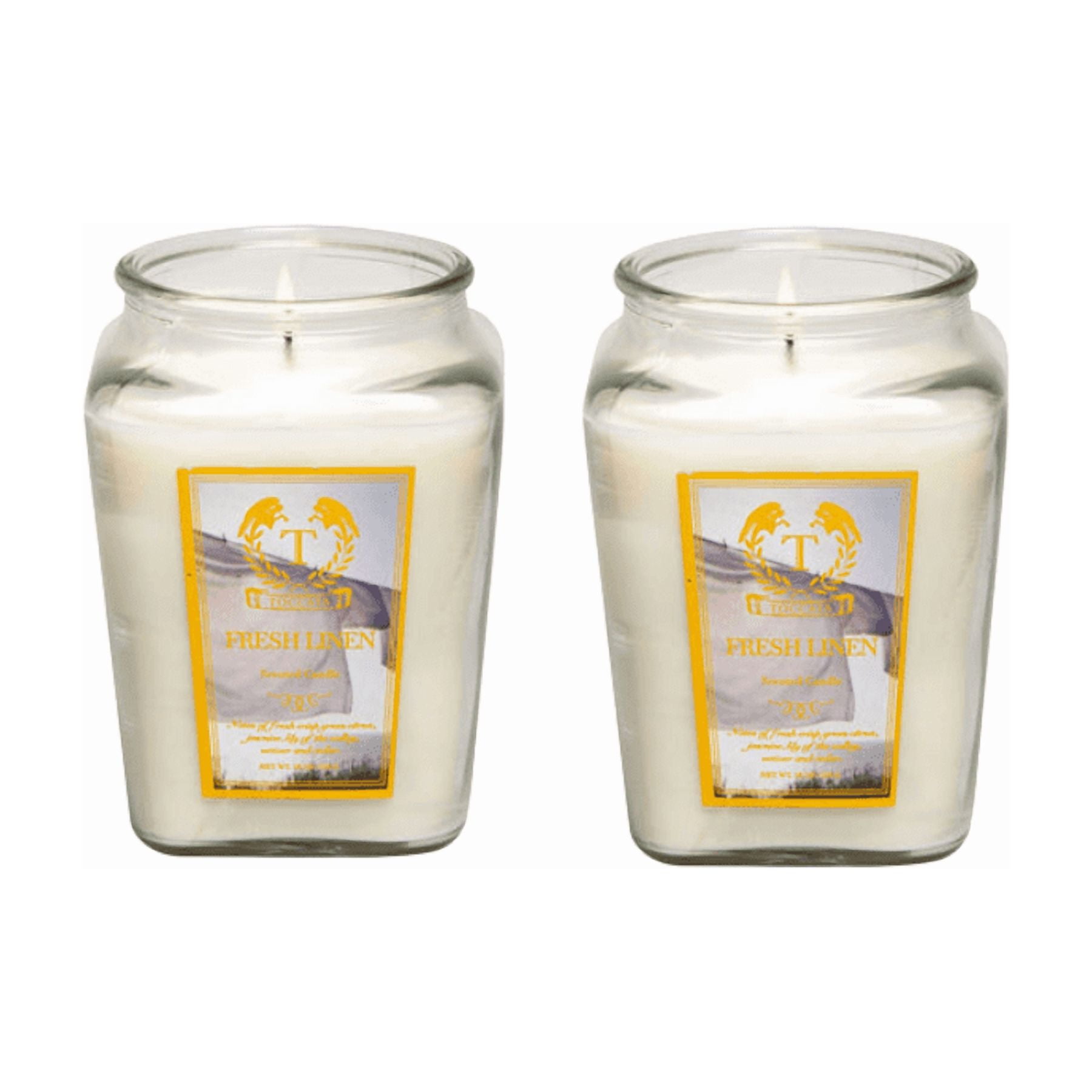 18 oz Jar Fresh Linen Scented Candles, Single-Wick with 110 Hours of ...