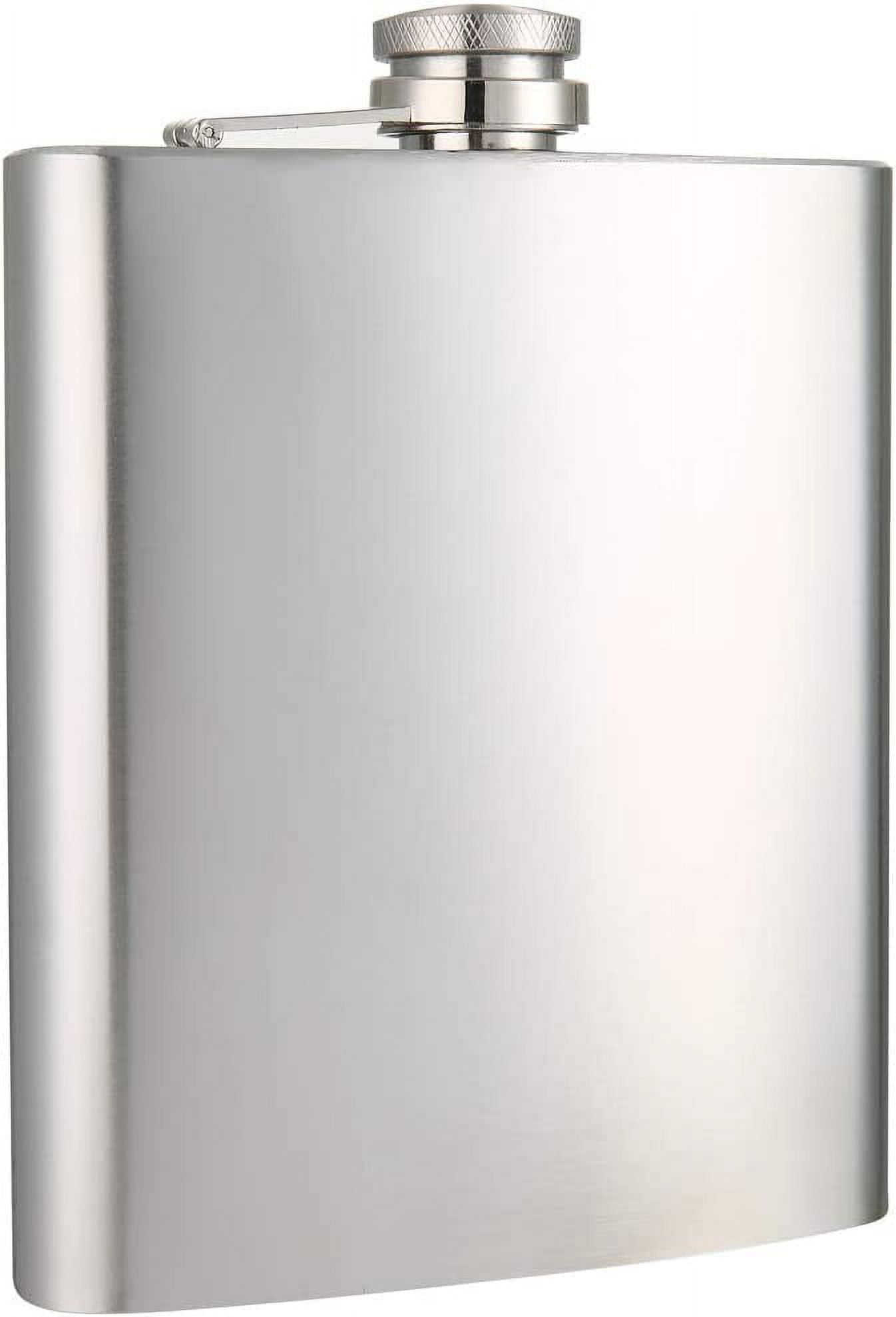 JESOT 18 oz Silver Stainless Steel Whiskey Flask, Large Capacity Flask ...