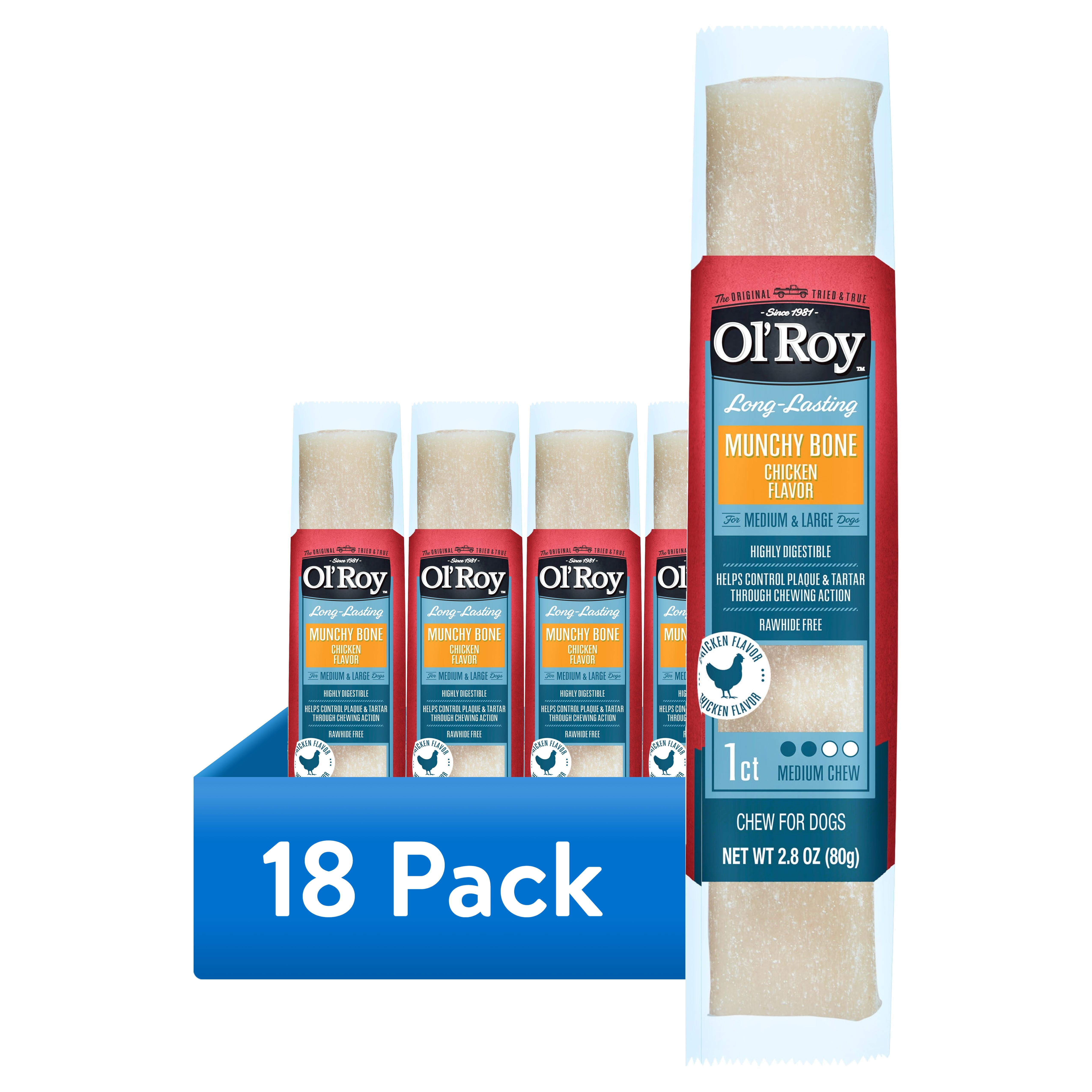 (18 pack) Ol' Roy Munchy Bone Chew Treats Chicken Flavor for Medium and ...