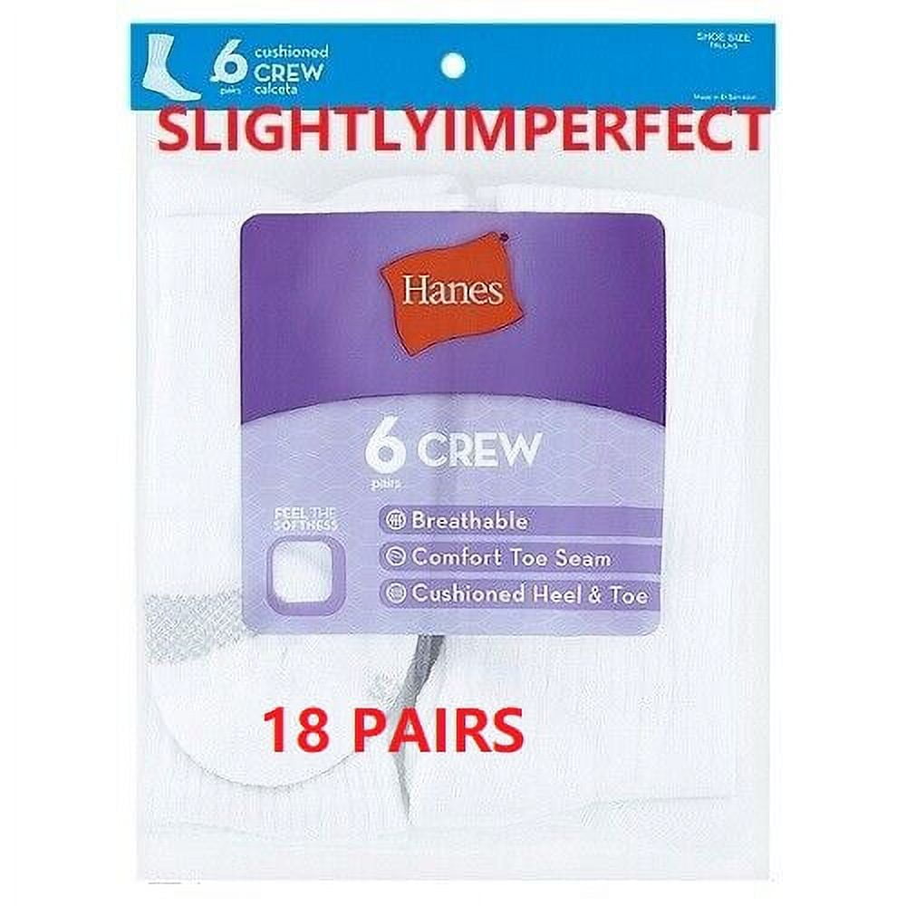 18 paris Hanes® Cotton Cushion Crew socks "SLIGHTLY-IMPERFECT" Shoe ...