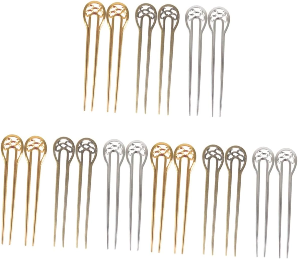 18 pcs Fork Sticks U-shape Jewelry Hair U Metal Bun Pins Bride Vintage ...