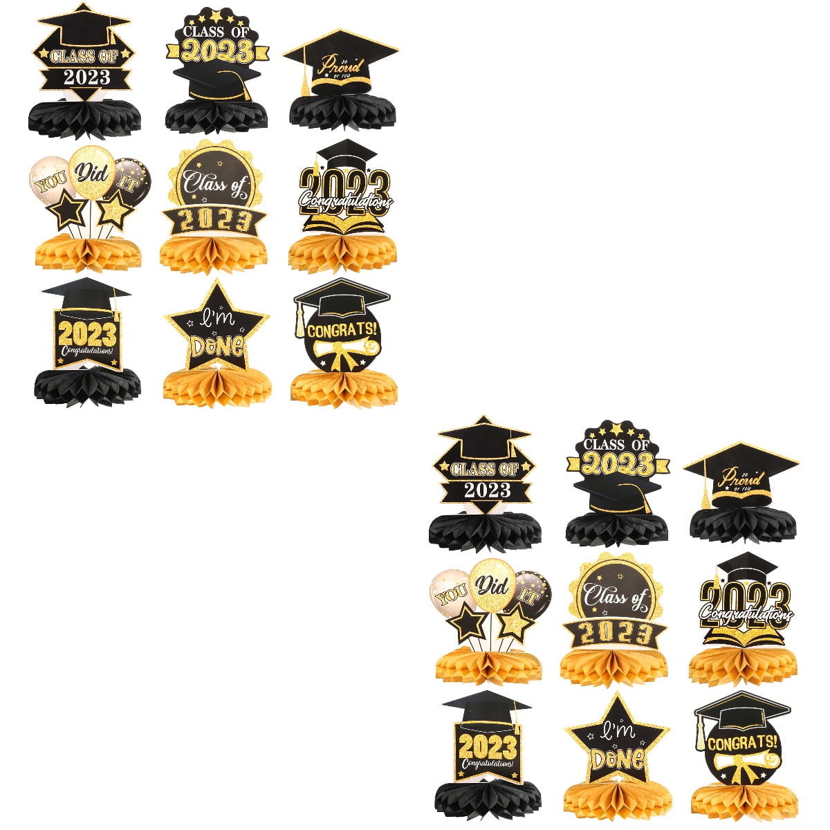 18 pcs Graduation Paper Table Decorations Grad Honeycomb Centerpieces ...