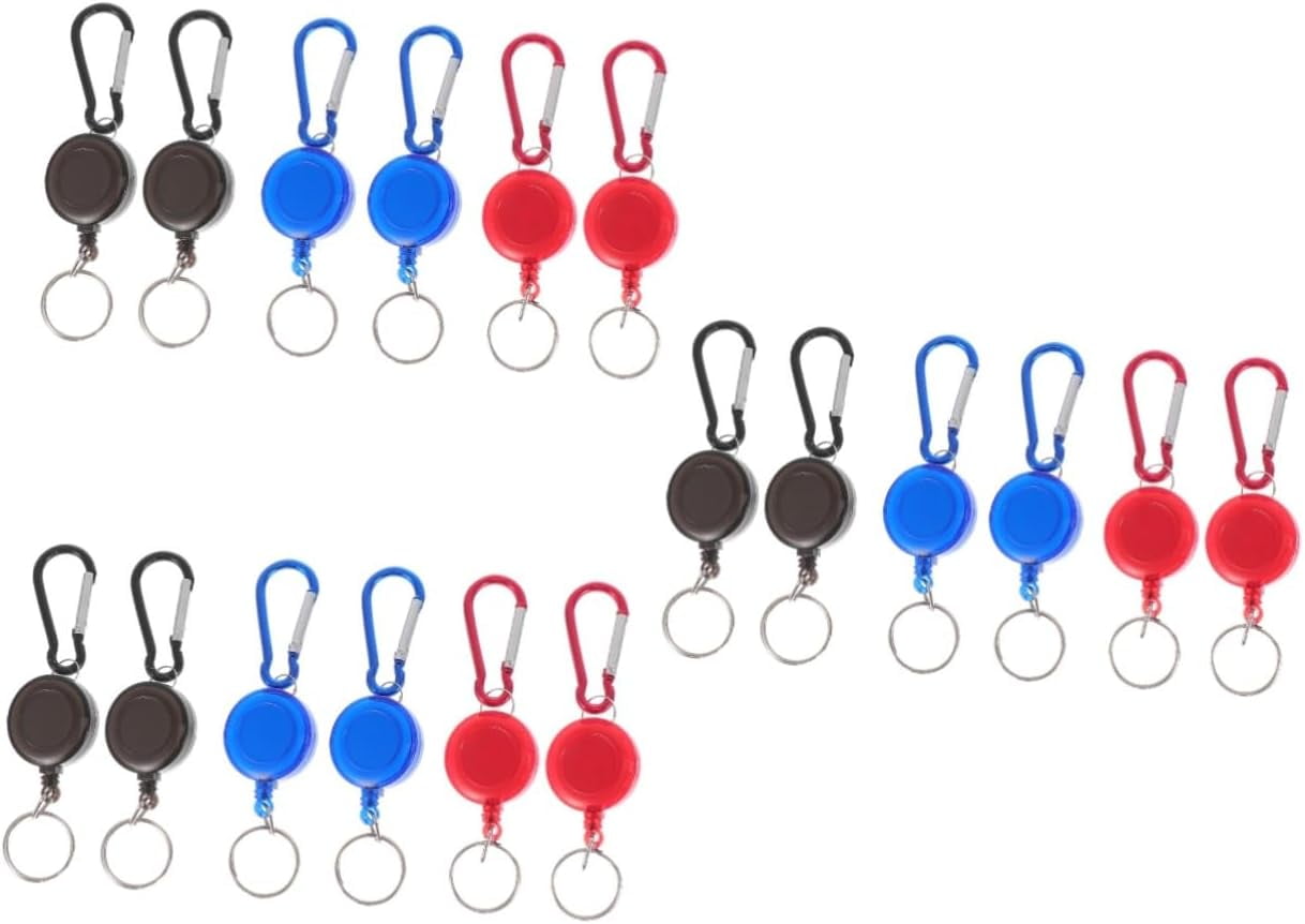 18 pcs Key Swivel Release Portable Cable Retracting Keychain Chains ...