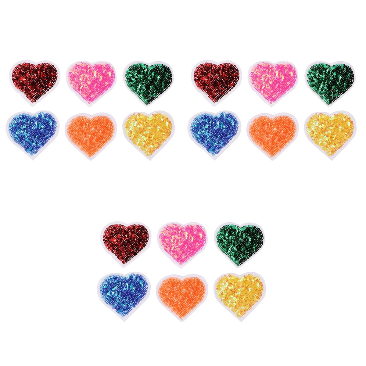 18 pcs Sequined Heart Patch Sewing Fabric Appliques DIY Clothes ...