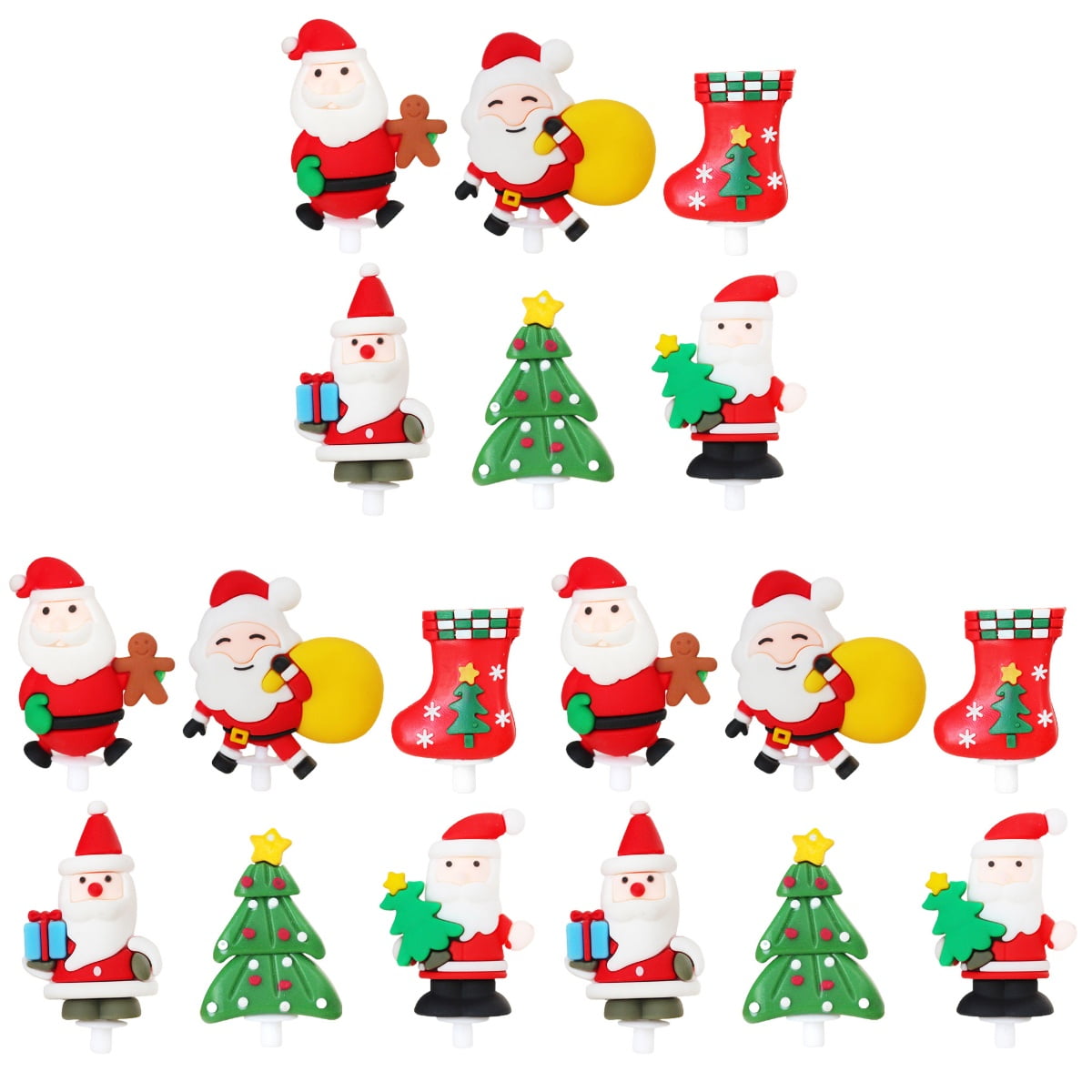 18 pcs Xmas Cake Topper Cartoon Santa Cake Decoration Baking Insert ...