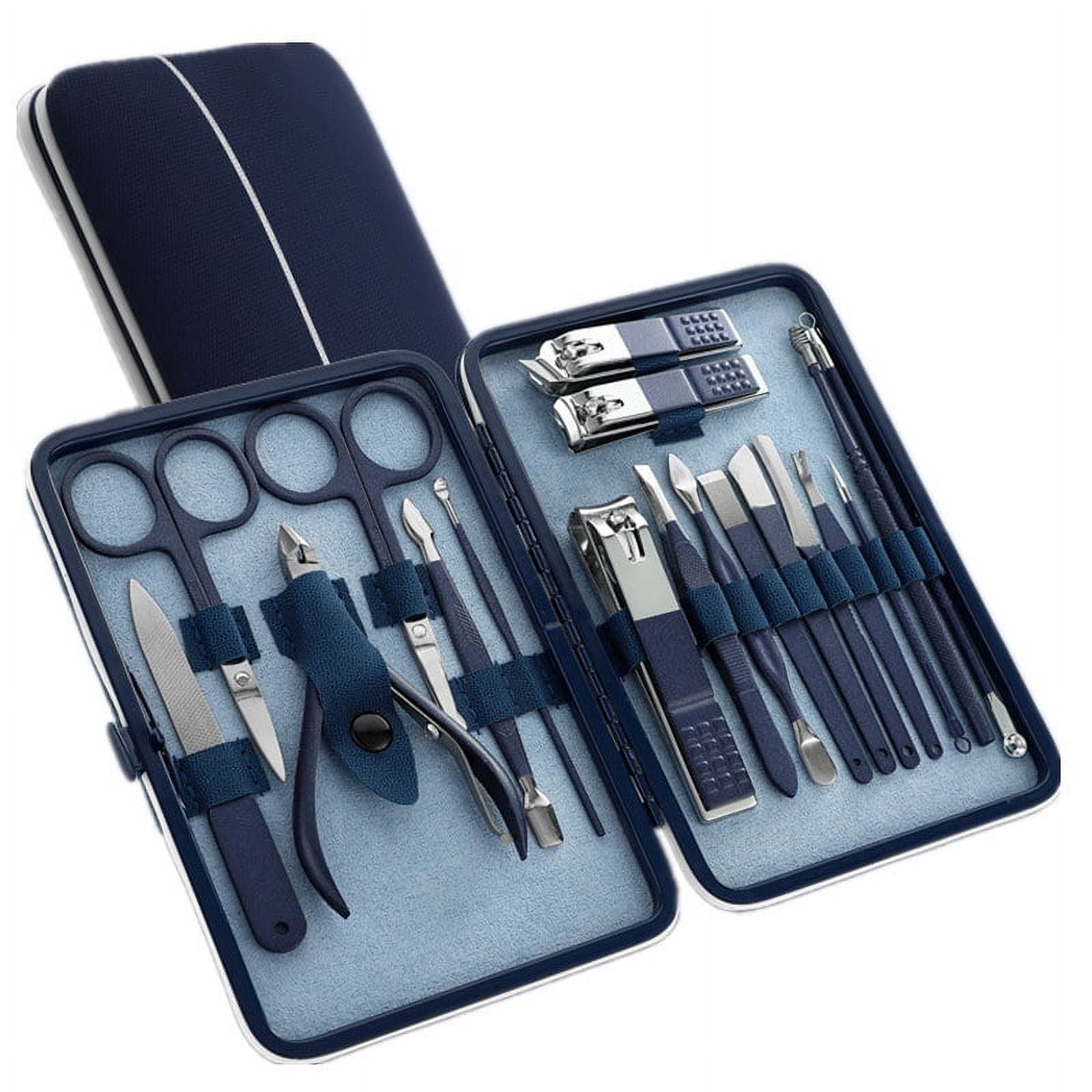 TEMSOOM 18 Piece Manicure Pedicure Kit, Nail Clippers Set, Portable ...