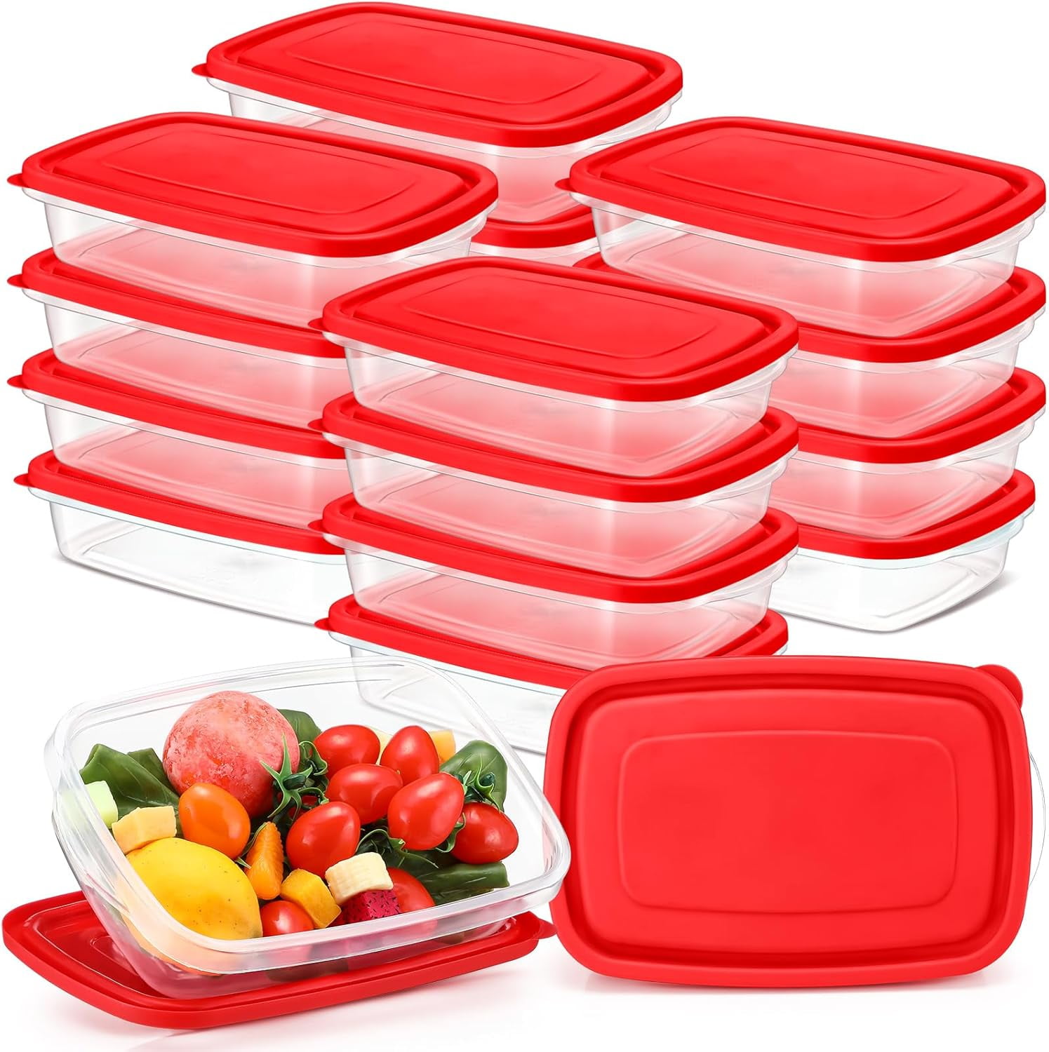 18 pieces of 33 oz/4 cup plastic food storage containers with lids ...