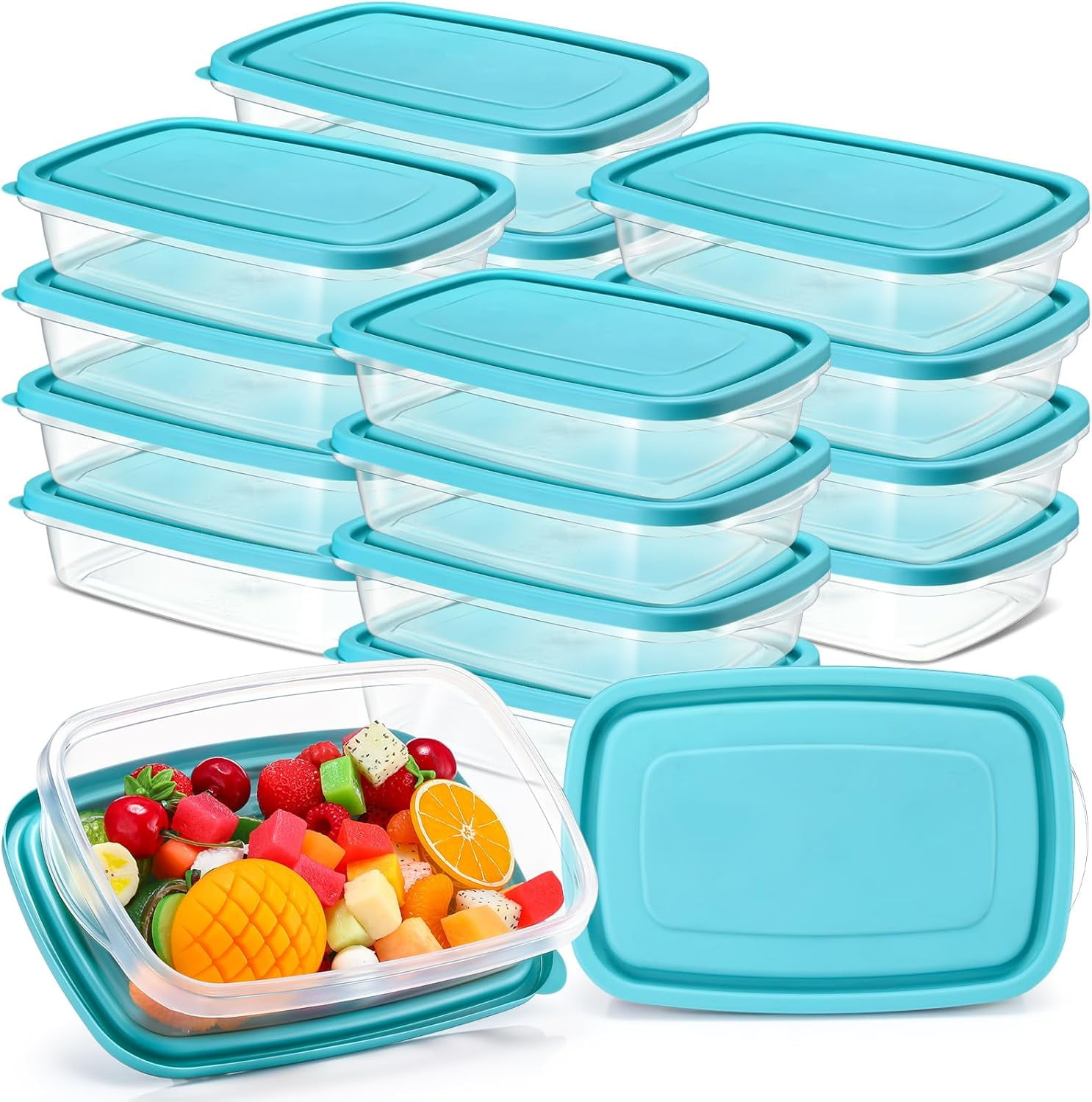 18 pieces of 33 oz/4 cup plastic food storage containers with lids ...