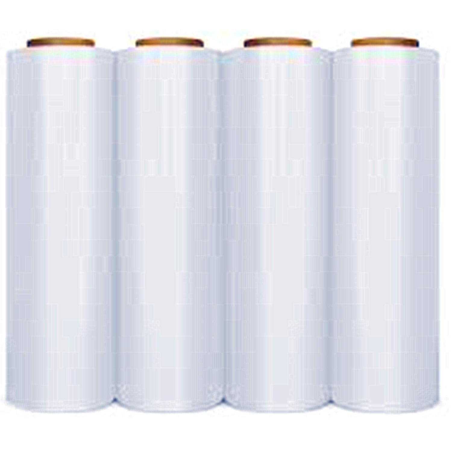 18" x 1000 Ft 80 Gauge 4 Pack Clear Stretch Wrap Industrial Strength 6.7lb/per roll, 27.6lb/per ...