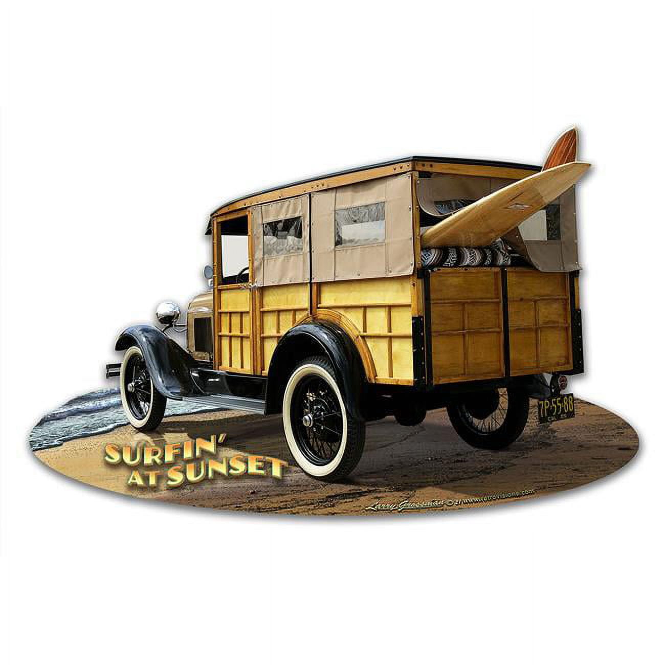 18 x 12 in. 1929 Woody at Sunset Cut-out Vintage Metal Sign - Walmart.com