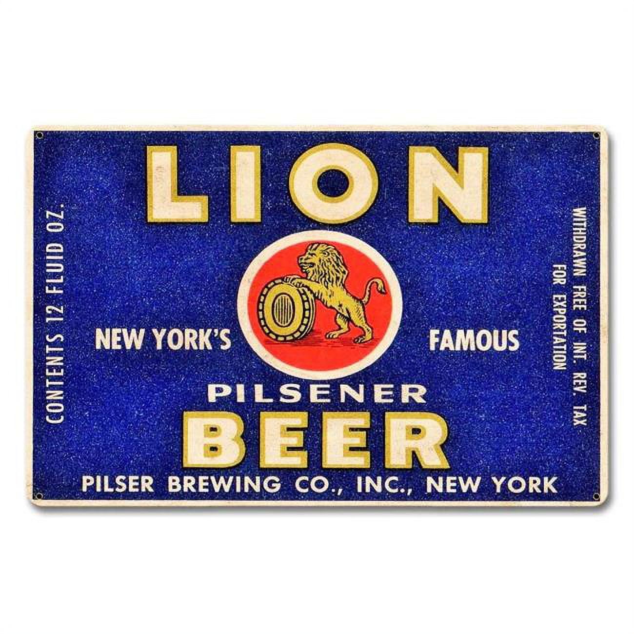 18 x 12 in. American Ikons Lion Beer Satinvintage Sign - Walmart.com