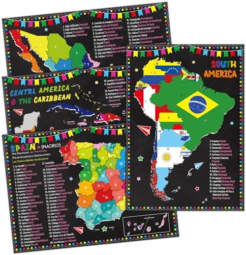 18 x 12 in Spanish Language Country Maps Posters Spanish Classroom ...