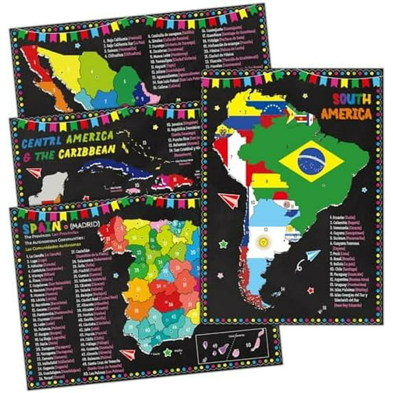 18 x 12 in Spanish Language Country Maps Posters Spanish Classroom ...