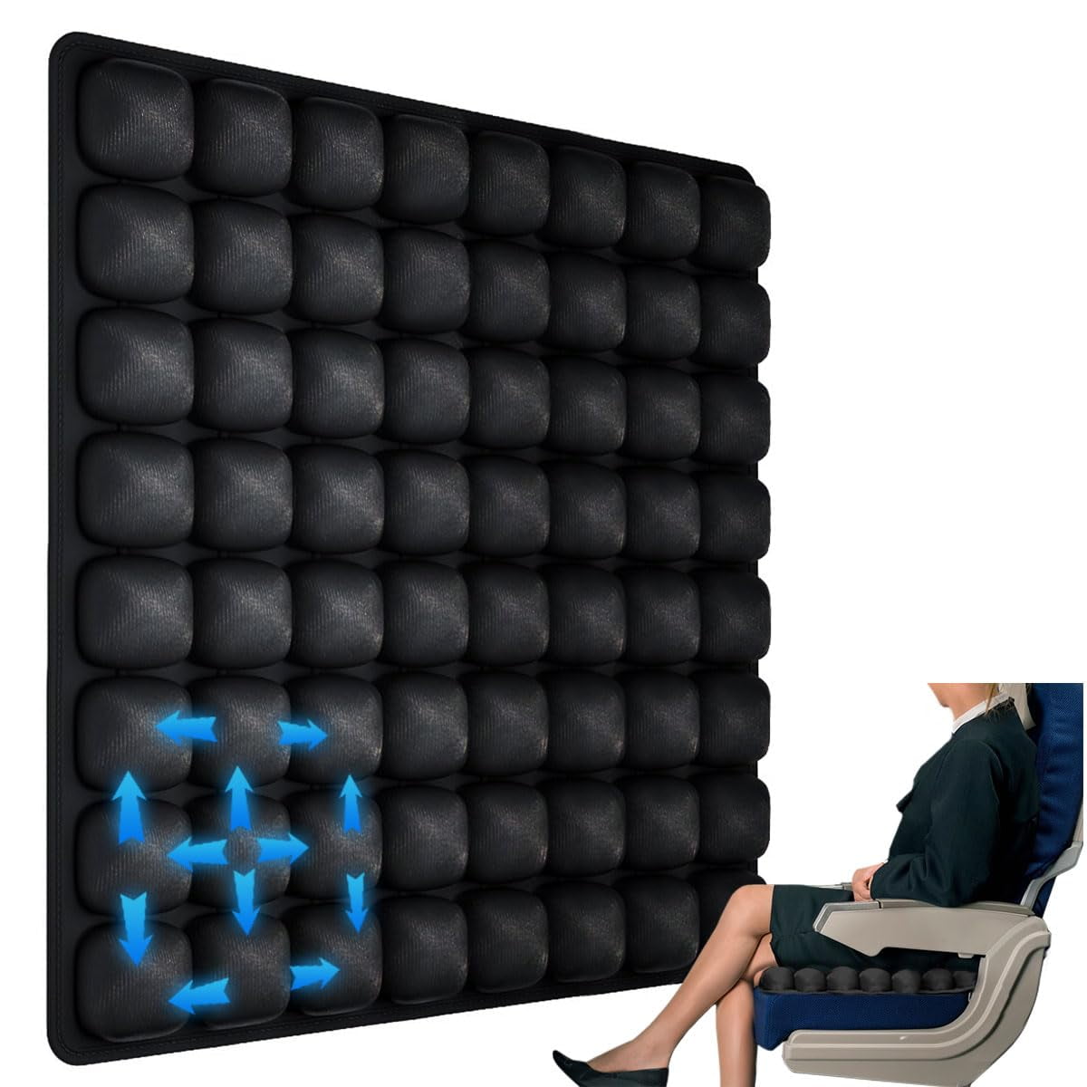 18" x 17" Travel Cushion Airplane Seat, Adjustable Portable Inflatable ...