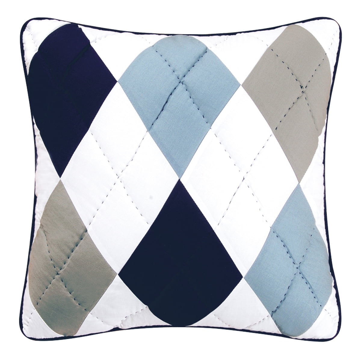 Argyle Blue Quilted Pillow, 18" x 18" - Walmart.com