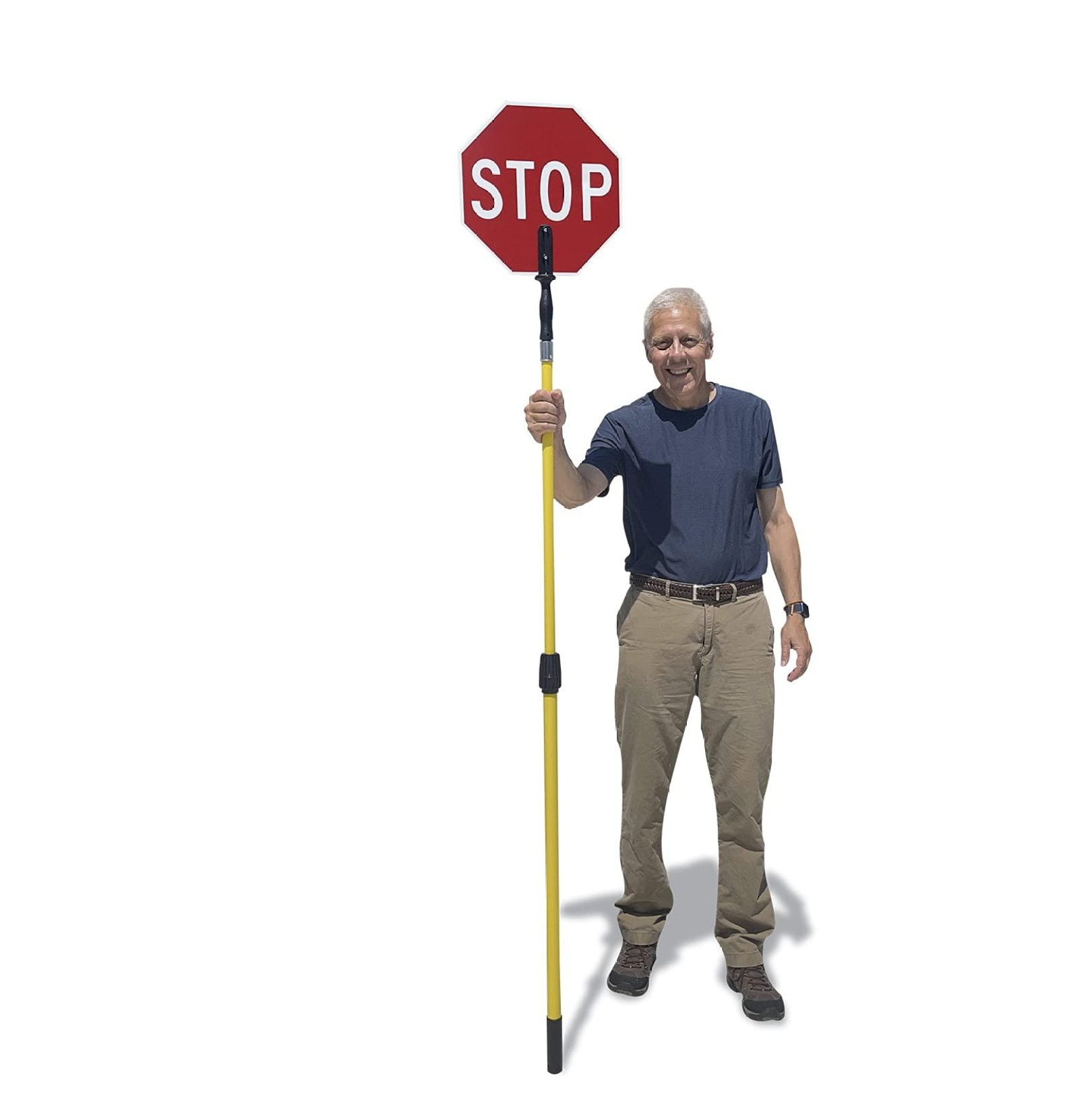 18" x 18" Handheld 'STOP - STOP' Crossing Guard Paddle with 6 feet ...