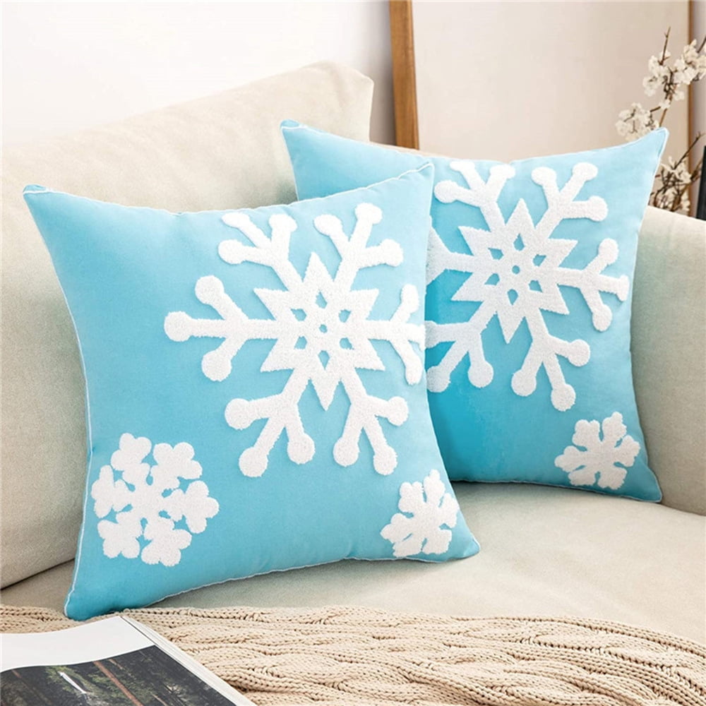 18 x 18 Inch 2PCs Embroideried Pillowcase，Christmas Holiday Falling ...