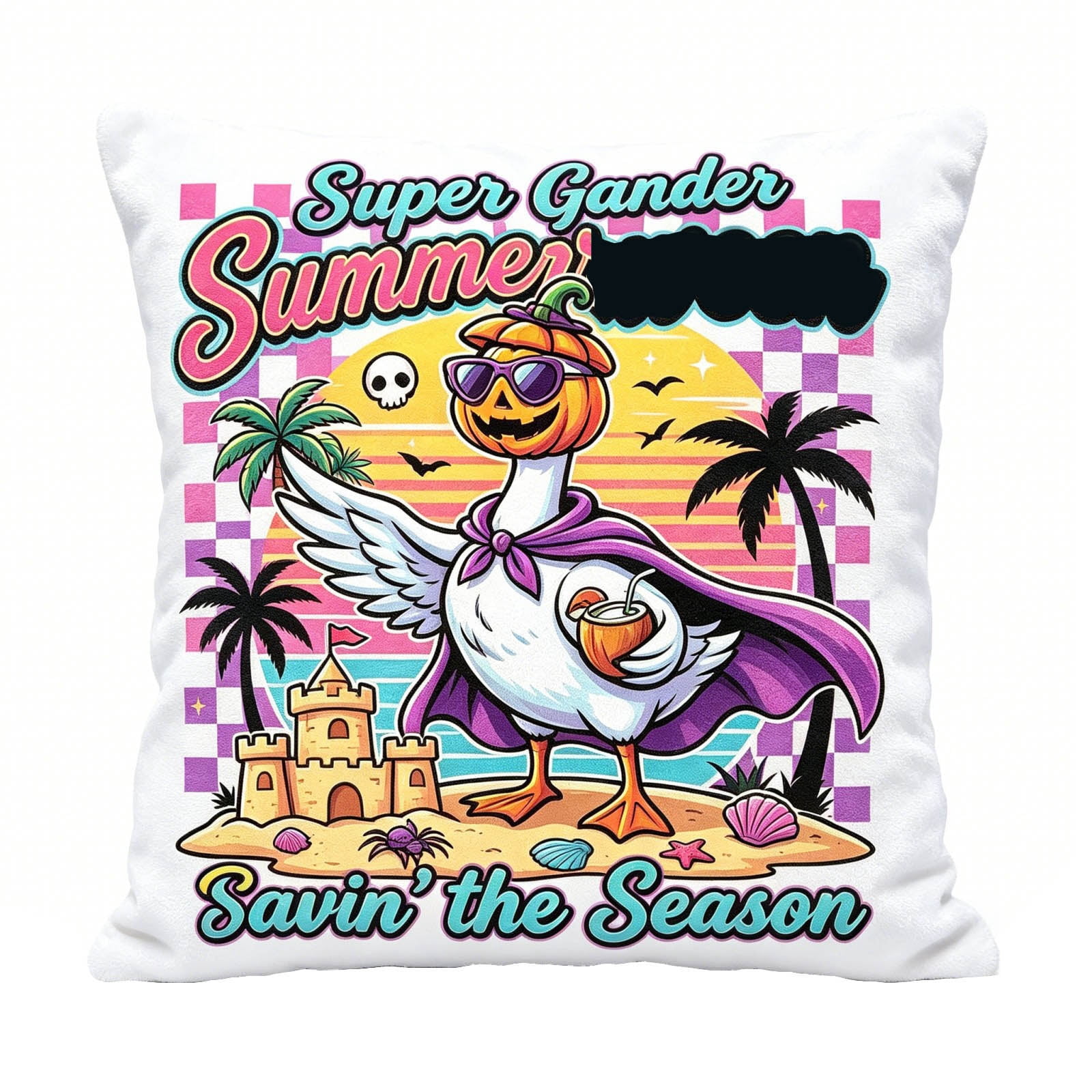 18" x 18" Linen Summerween Pillow Cover, Double-Sided Goose with ...