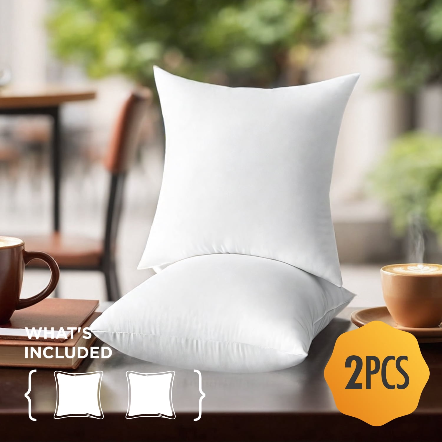 18" x 18" Square Throw Pillows Set of 2 White Satin Fabric Plush ...