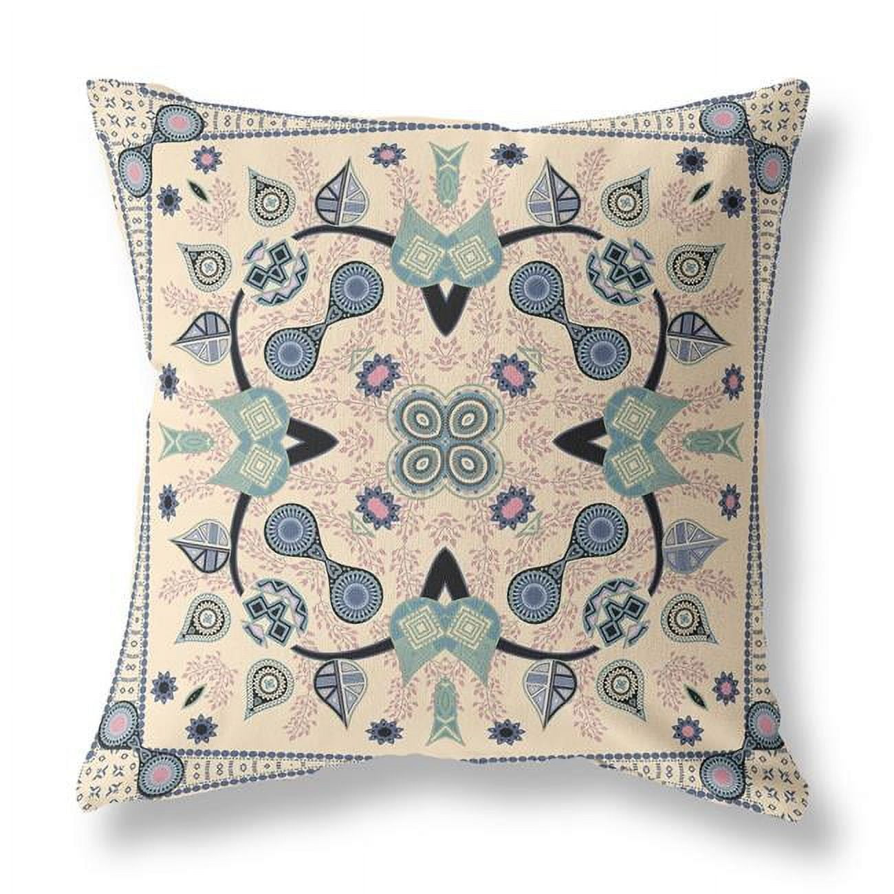18 x 18 in. Beige Blown Seam Paisley Indoor & Outdoor Throw Pillows ...