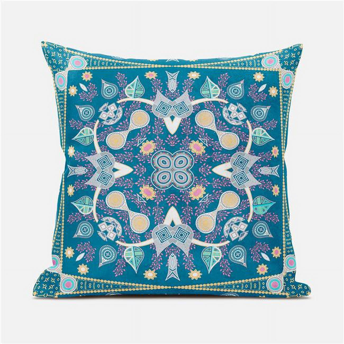 18 x 18 in. Paisley Leaf Geo Duo Suede Zippered Pillow with Insert ...