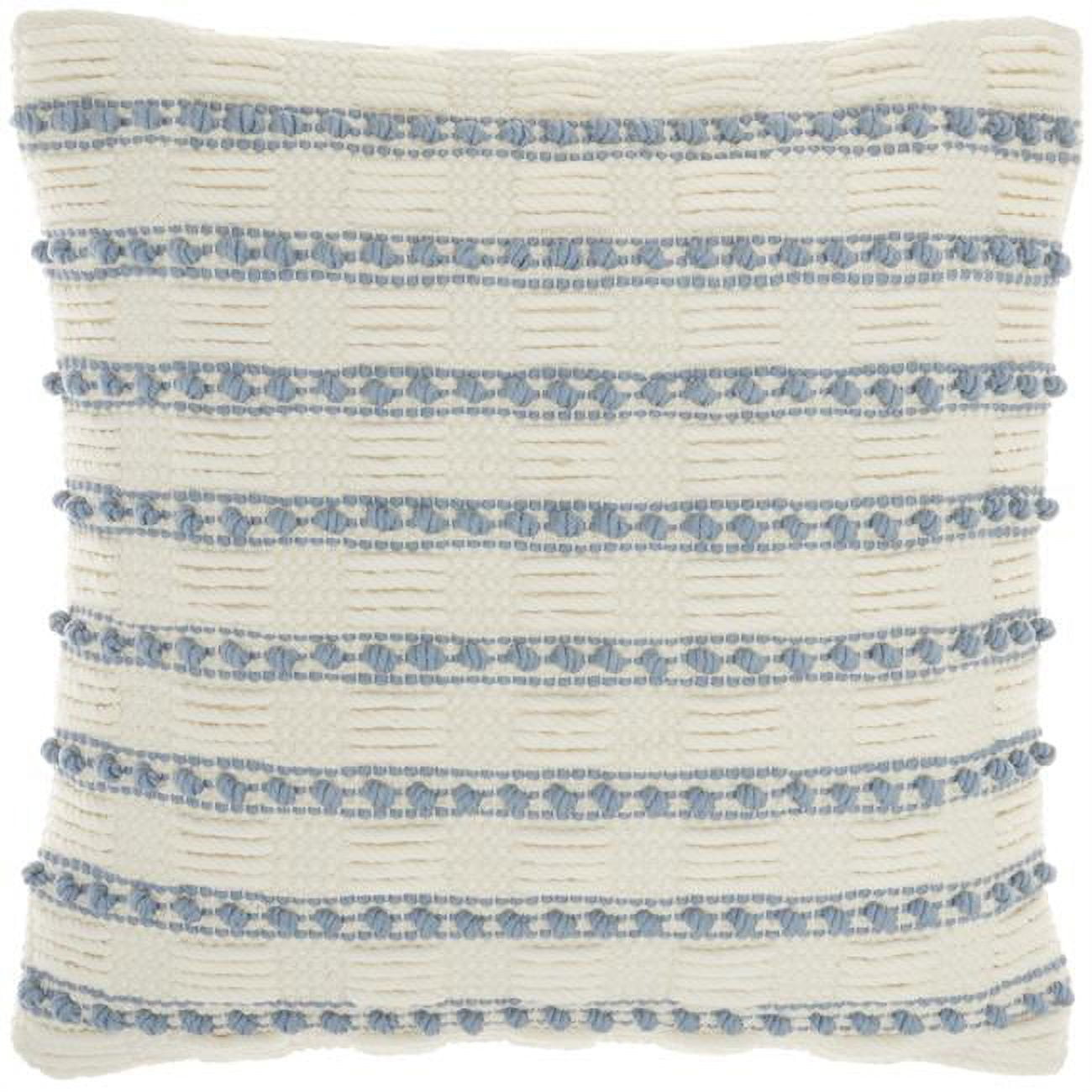 18 x 18 in. Pale Blue & Ivory Textured Stripes Throw Pillow - Walmart.com