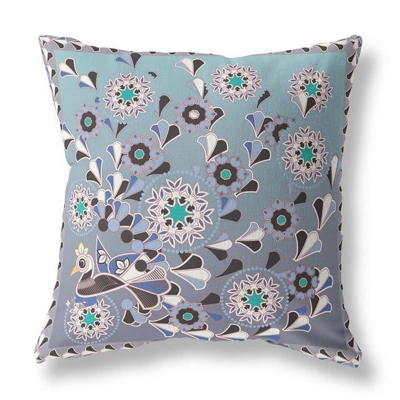 18 x 18 in. Purple Blown Seam Floral Indoor & Outdoor Throw Pillows ...