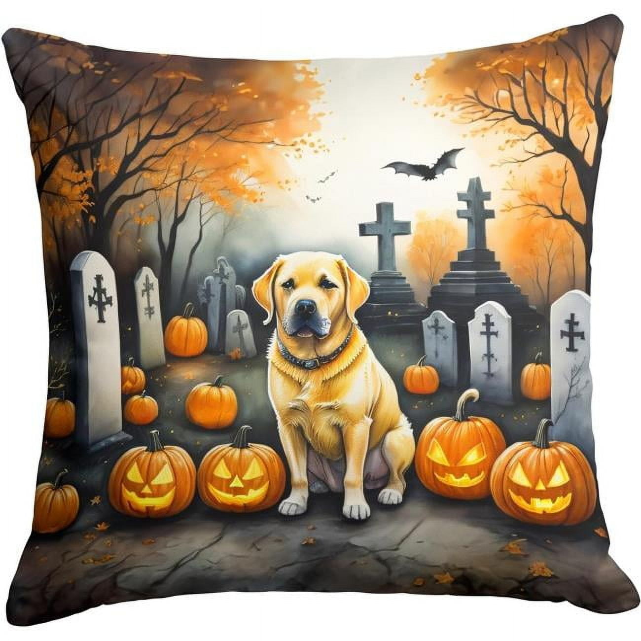 18 x 18 in. Unisex Yellow Labrador Retriever Spooky Halloween Fabric ...