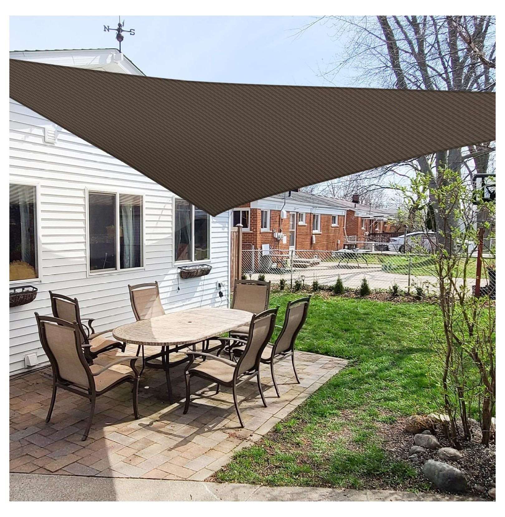 18' x 18' x 18' Sun Shade Sail Triangle Outdoor Canopy Cover UV Block ...