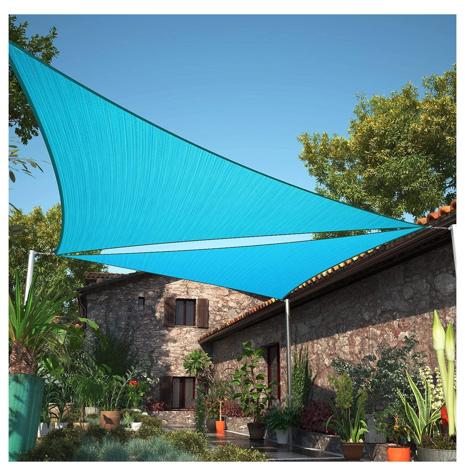18' x 18' x 18' Turquoise Triangle Sun Shade Sail UPF50 SMTAPT12 Canopy ...