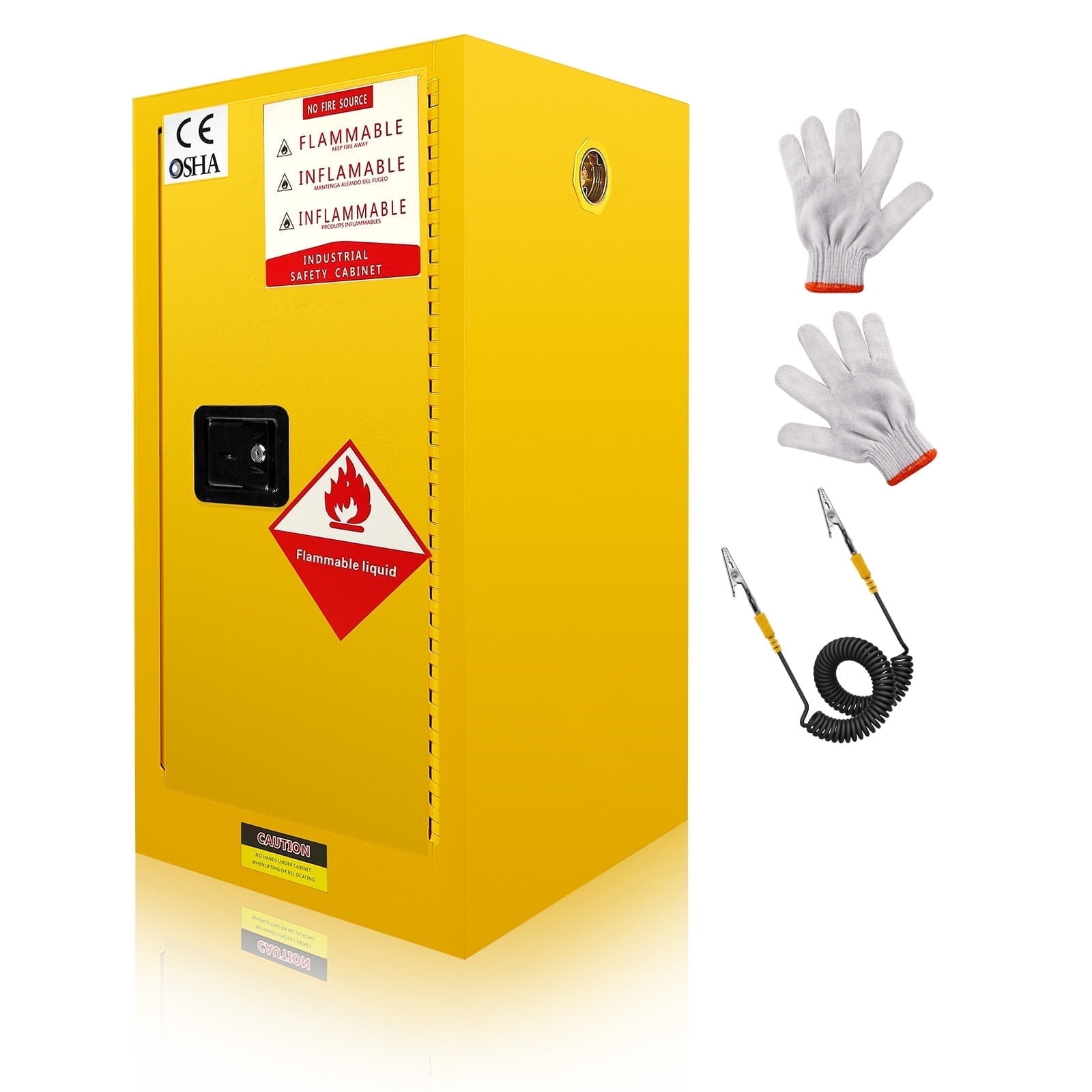 18 x 18 x 35.5 in Fireproof Safety Cabinet, Galvanized Steel Flammable ...
