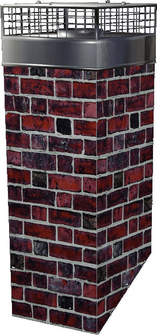 "RB3 Red Brick Faux Chimney Kit, 18""x18""x48"", Stainless Steel ...