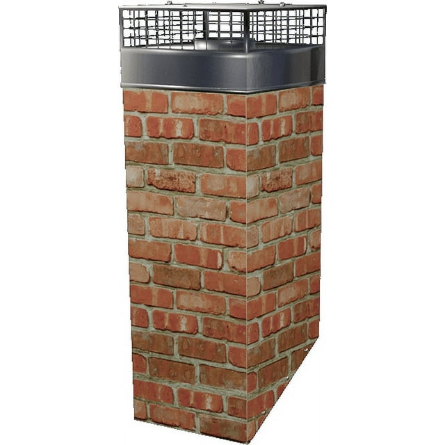 "18"" x 18"" x 48"" Red Brick Faux Chimney Kit, Includes 4 Panels ...