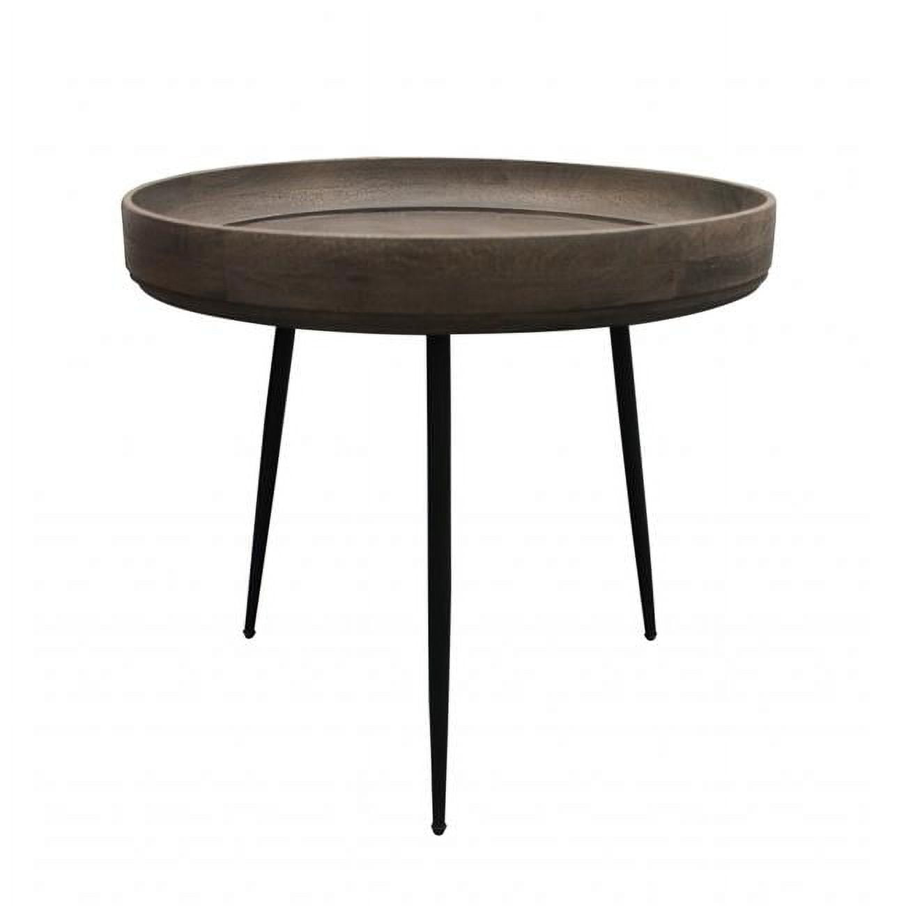 18 x 21 x 21 in. Black & Gray Solid Wood & Iron Round End Table ...