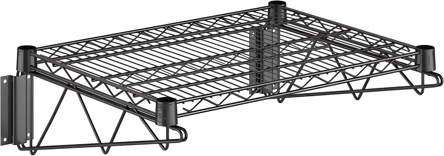 18" x 24" Black Epoxy Wire Wall Mount Shelf, Metal Fixed Wall Mount ...