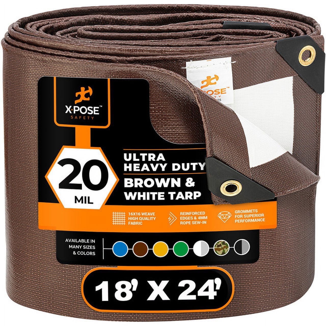 18' x 24' Brown/White Ultra Heavy Duty Tarp - 20 Mil Tarps Heavy Duty ...