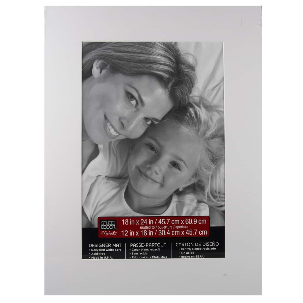 Studio Decor 18" x 24" White Mat With 12" x 18" Opening - Acid Free Mat ...