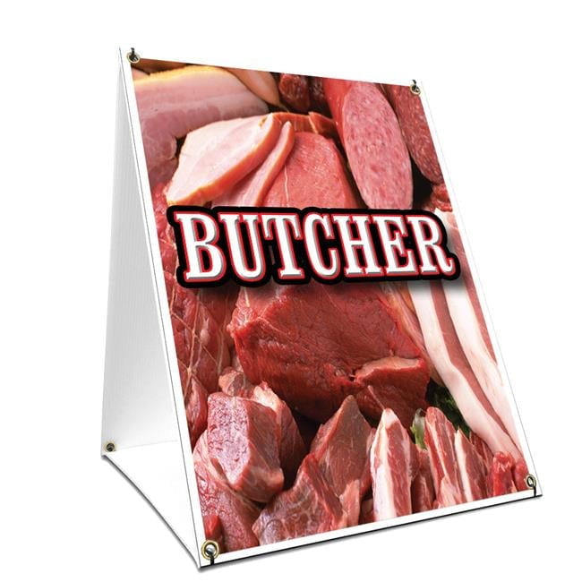 18 x 24 in. A-Frame Sidewalk Butcher Sign with Graphics On Each Side ...