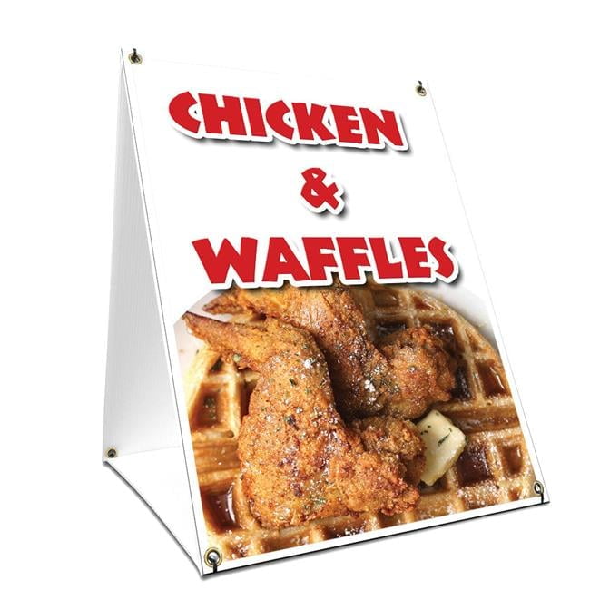18 x 24 in. A-Frame Sidewalk Chicken & Waffles Sign with Graphics On ...