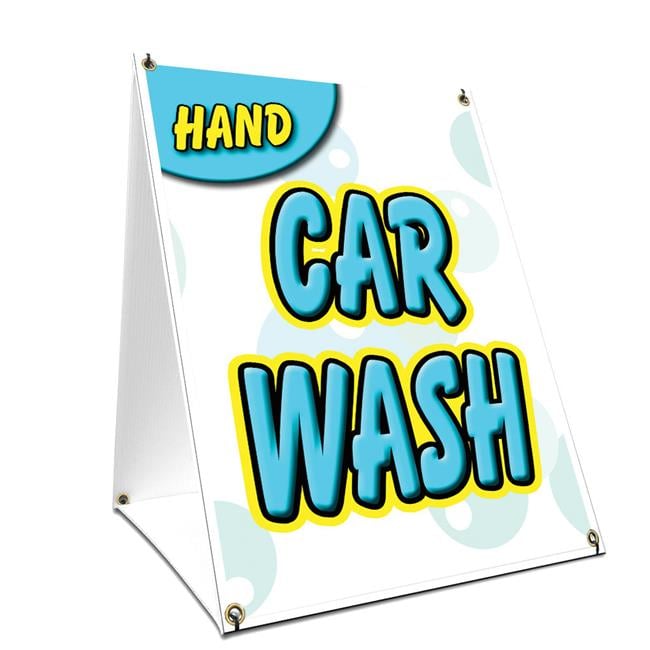 18 x 24 in. A-Frame Sidewalk Hand Car Wash Sign with Graphics On Each ...